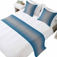 Bed Runner for King Size Bed, Blue Grey Ombre 3 Pcs Bedding Runner Set ...