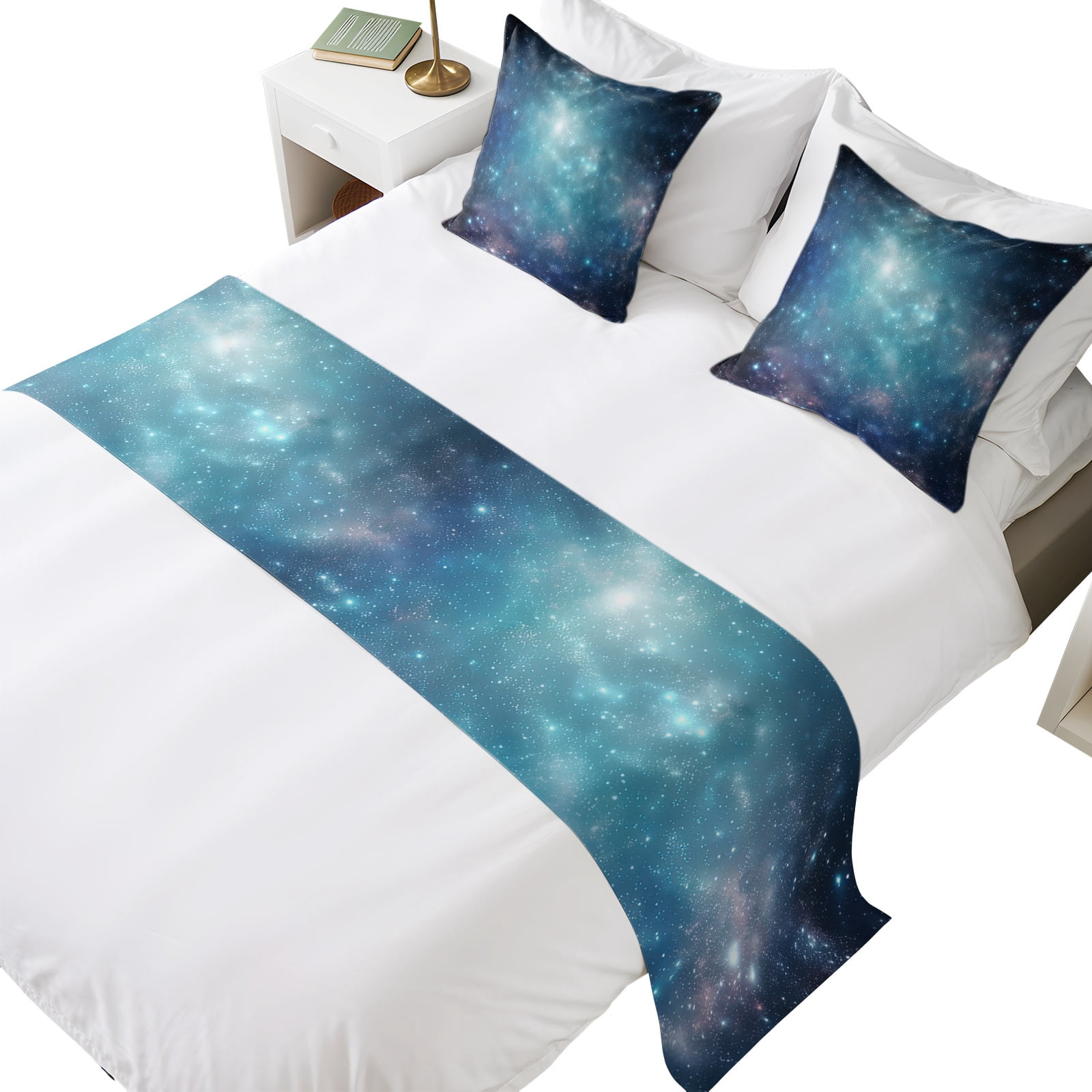 Bed Runner for King Size Bed, Blue Ombre Sky 3 Pcs Bedding Runner Set ...