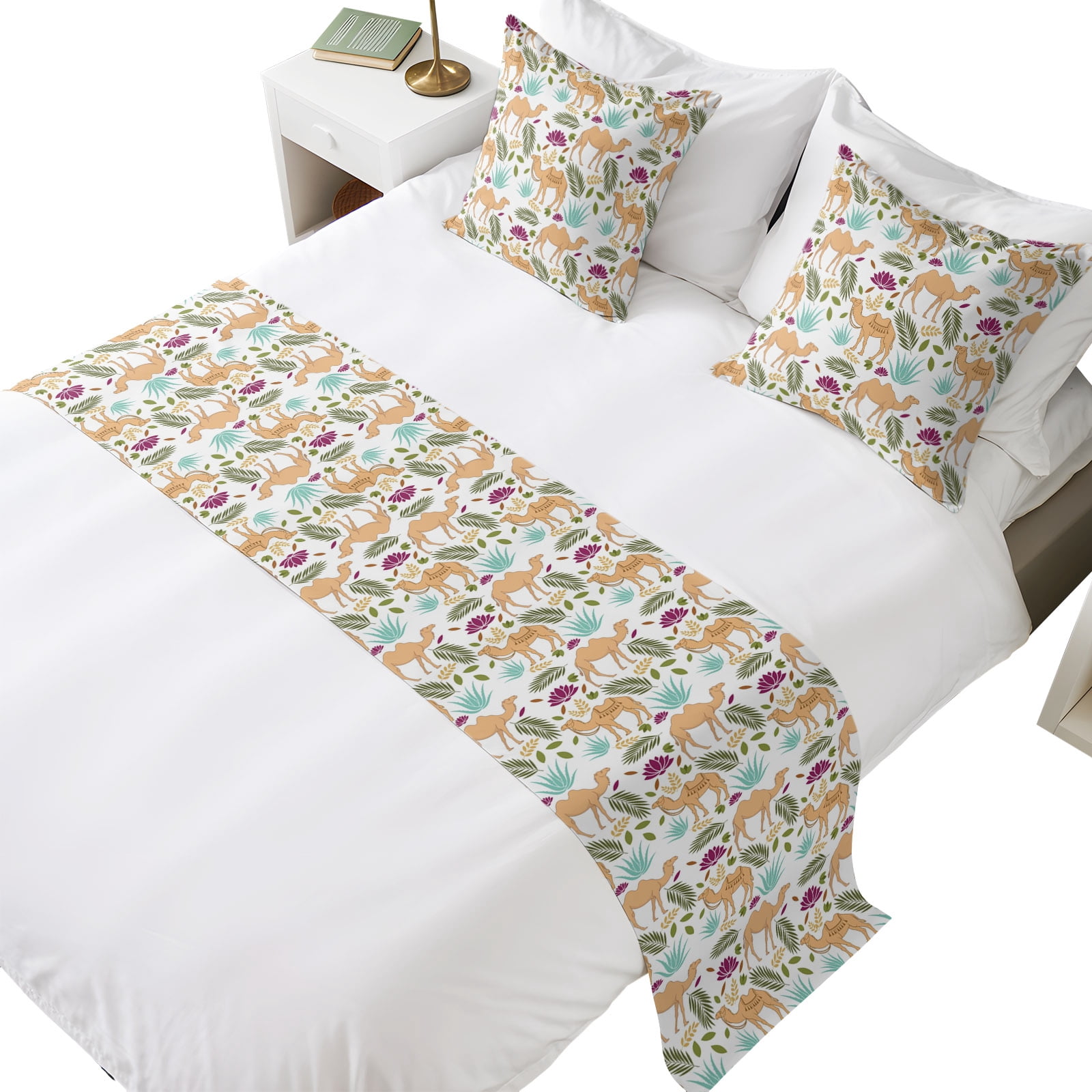 Bed Runner for King Size Bed, Brown Camels 3 Pcs Bedding Runner Set - 1 ...