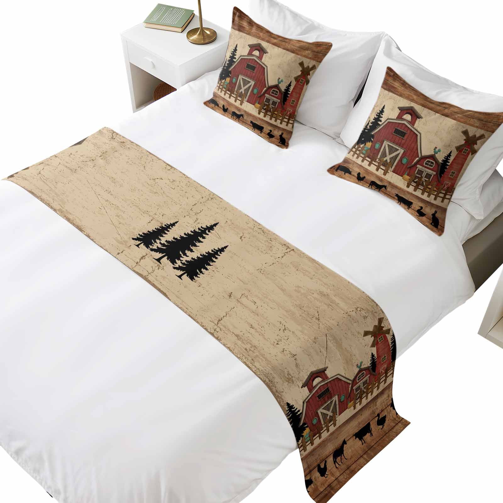 Bed Runner for King Size Bed, Brown Farmhouse Decorative Beds Runners ...