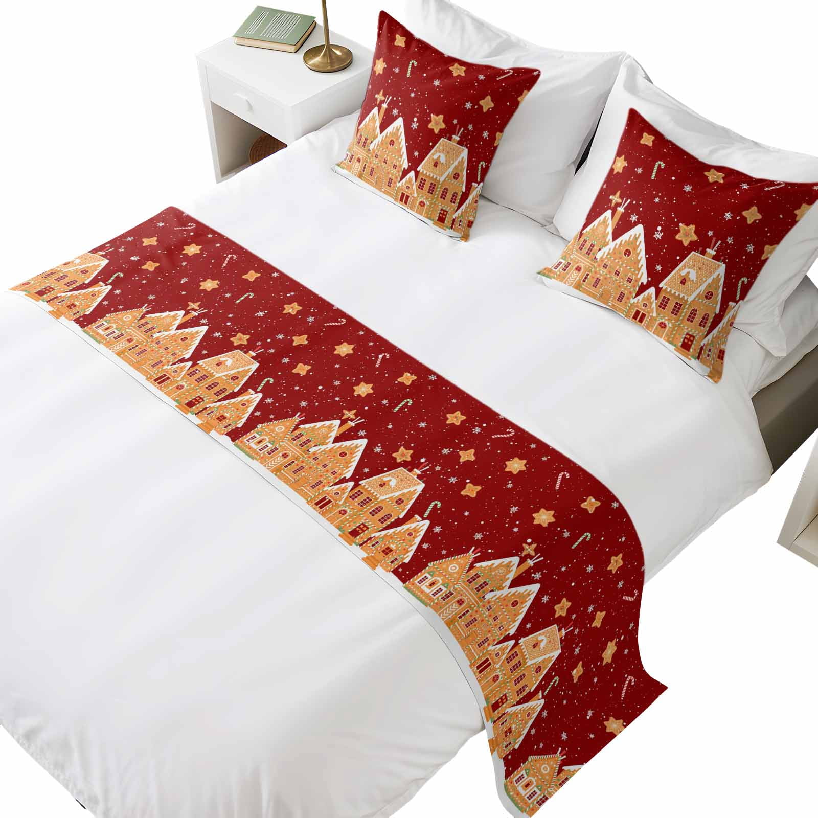 Bed Runner for King Size Bed, Christmas Red Decorative Beds Runners and ...