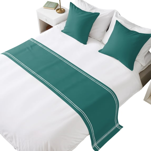 Bed Runner for King Size Bed, Dark Blue 3 Pcs Bedding Runner Set - 1 ...
