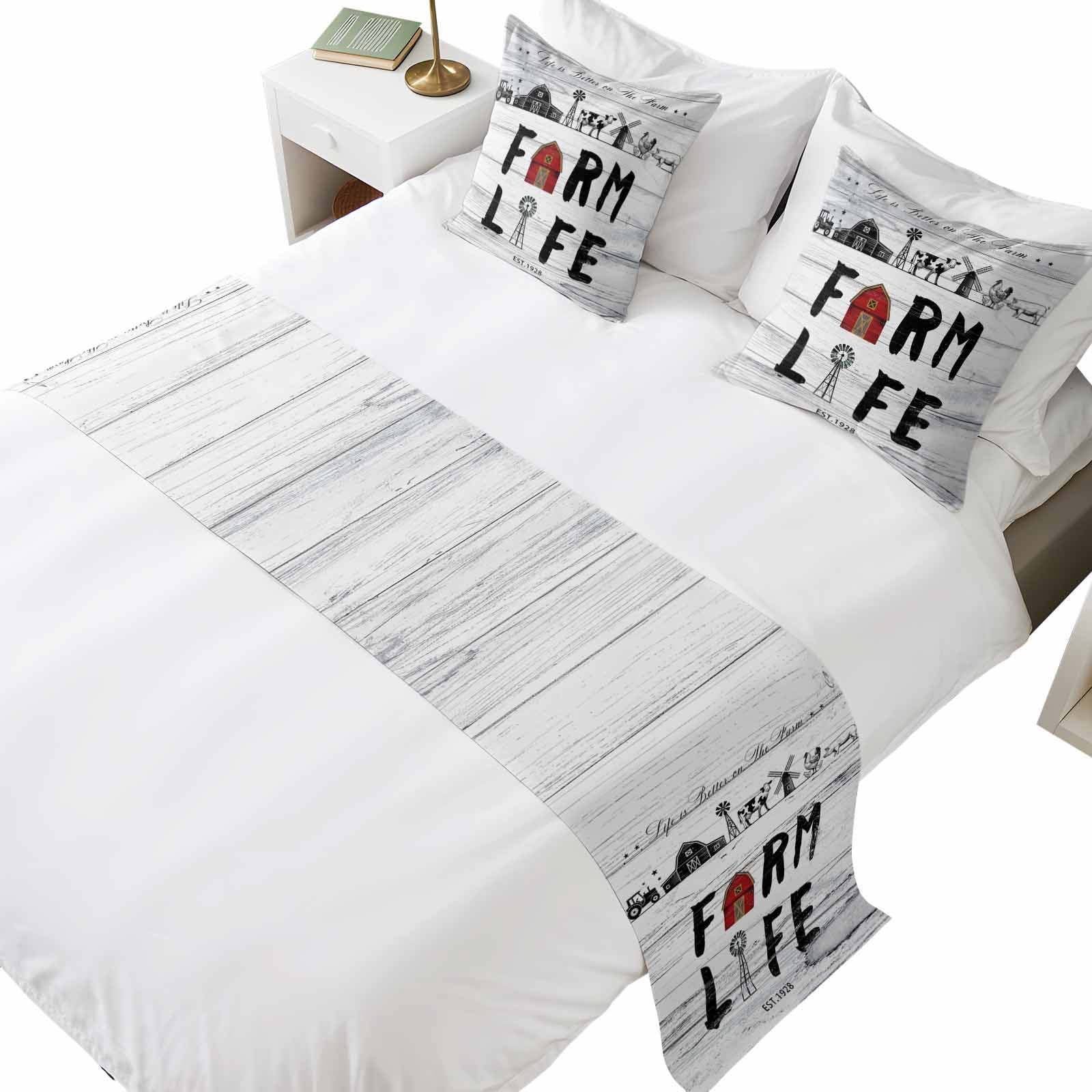 Bed Runner for King Size Bed, Farmhouse Life 3 Pcs Bedding Runner Set ...