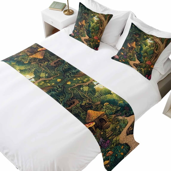 Bed Runner for King Size Bed, Forest 3 Pcs Bedding Runner Set - 1 ...
