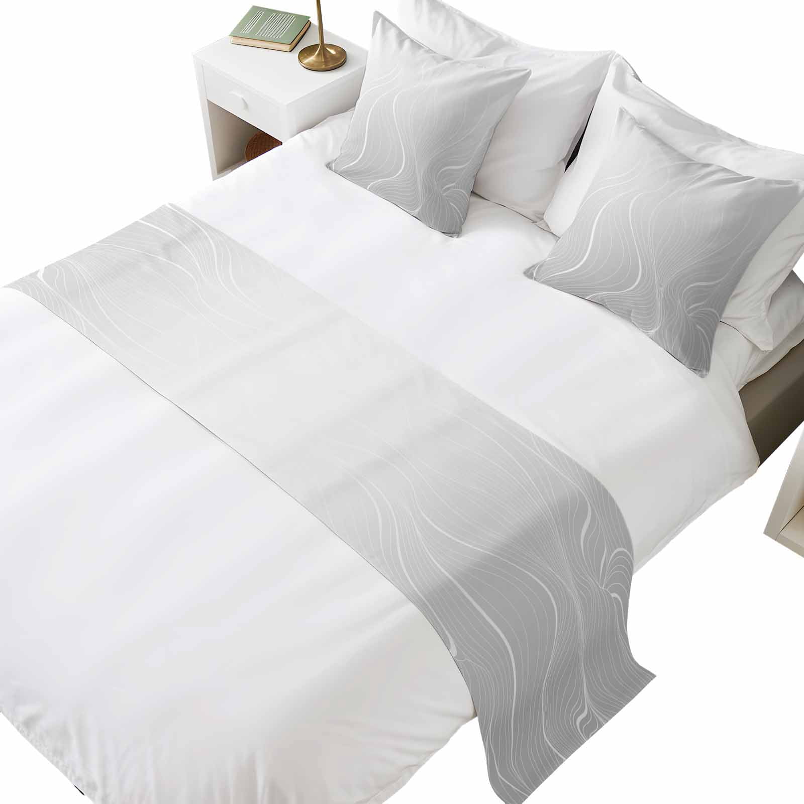 Bed Runner for King Size Bed, Grey Geometric Decorative Beds Runners ...