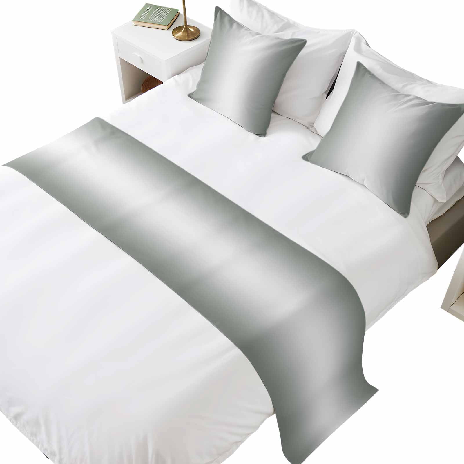 Bed Runner for King Size Bed, Grey Green Orange Ombre 3 Pcs Bedding ...