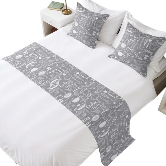 Bed Runner for King Size Bed, Grey Kitchenware 3 Pcs Bedding Runner Set ...