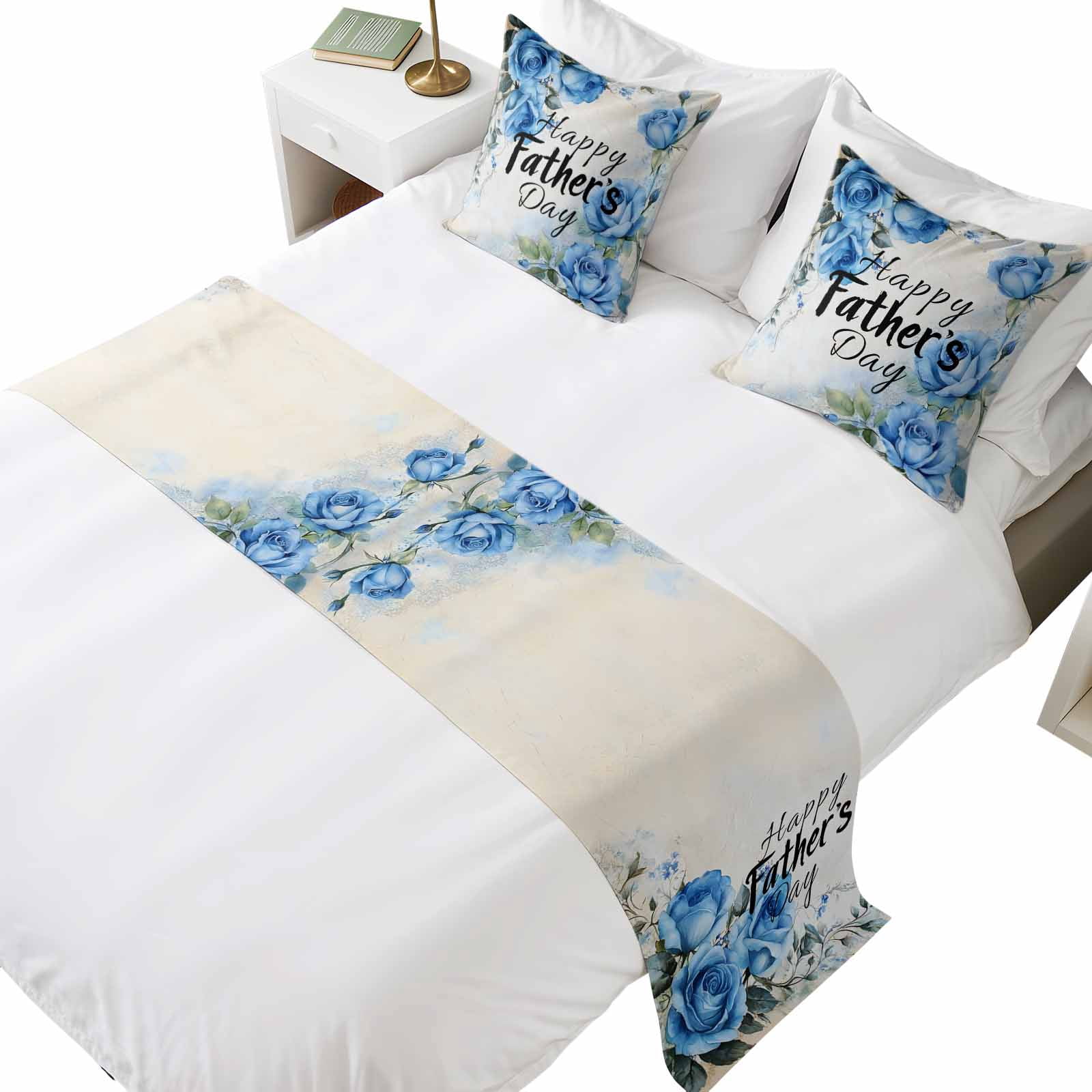 Bed Runner for King Size Bed, Happy Father's Day 3 Pcs Bedding Runner ...