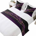 Bed Runner for King Size Bed, Marble Black 3 Pcs Bedding Runner Set - 1 ...