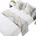 Bed Runner for King Size Bed, Marble White Gold 3 Pcs Bedding Runner ...