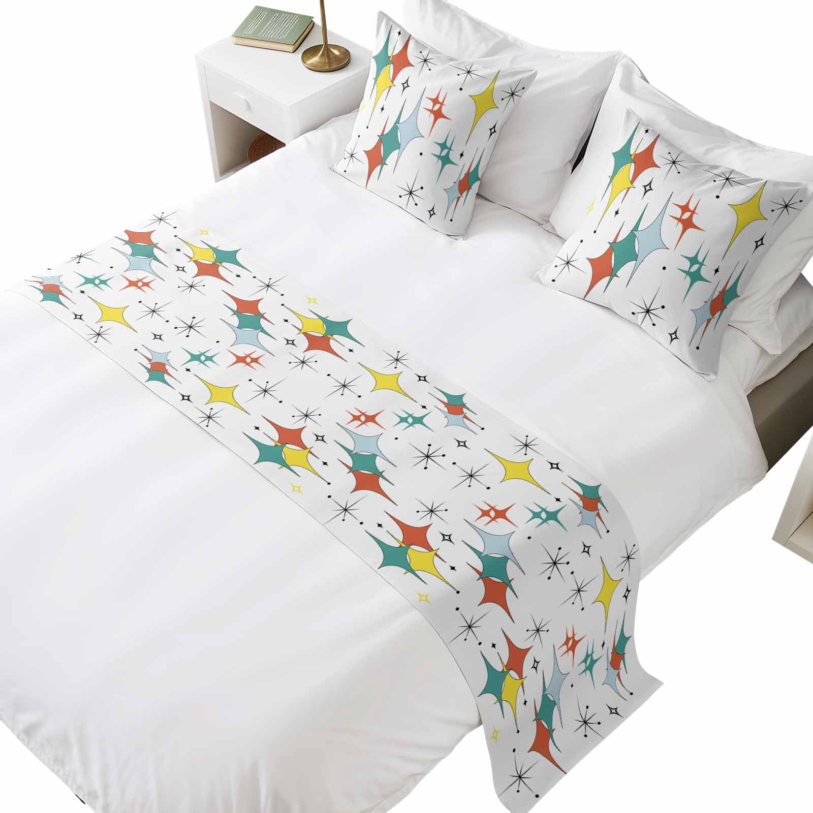 Bed Runner for King Size Bed, Middle Century 3 Pcs Bedding Runner Set ...