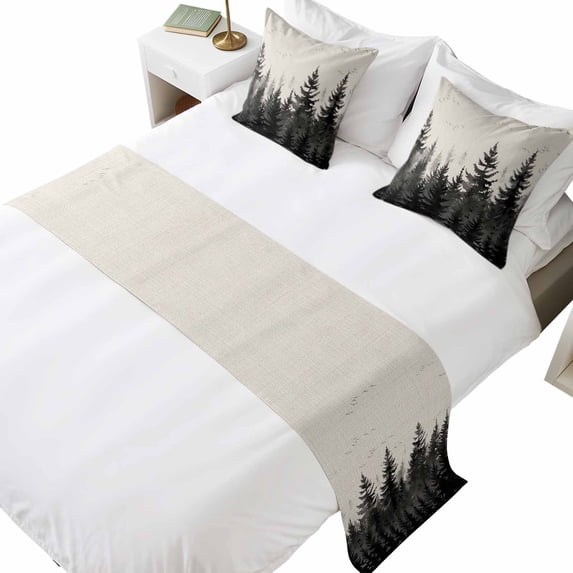 Bed Runner for King Size Bed, Mist Forest 3 Pcs Bedding Runner Set - 1 ...