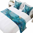 Bed Runner for King Size Bed, Modern Turquoise 3 Pcs Bedding Runner Set ...