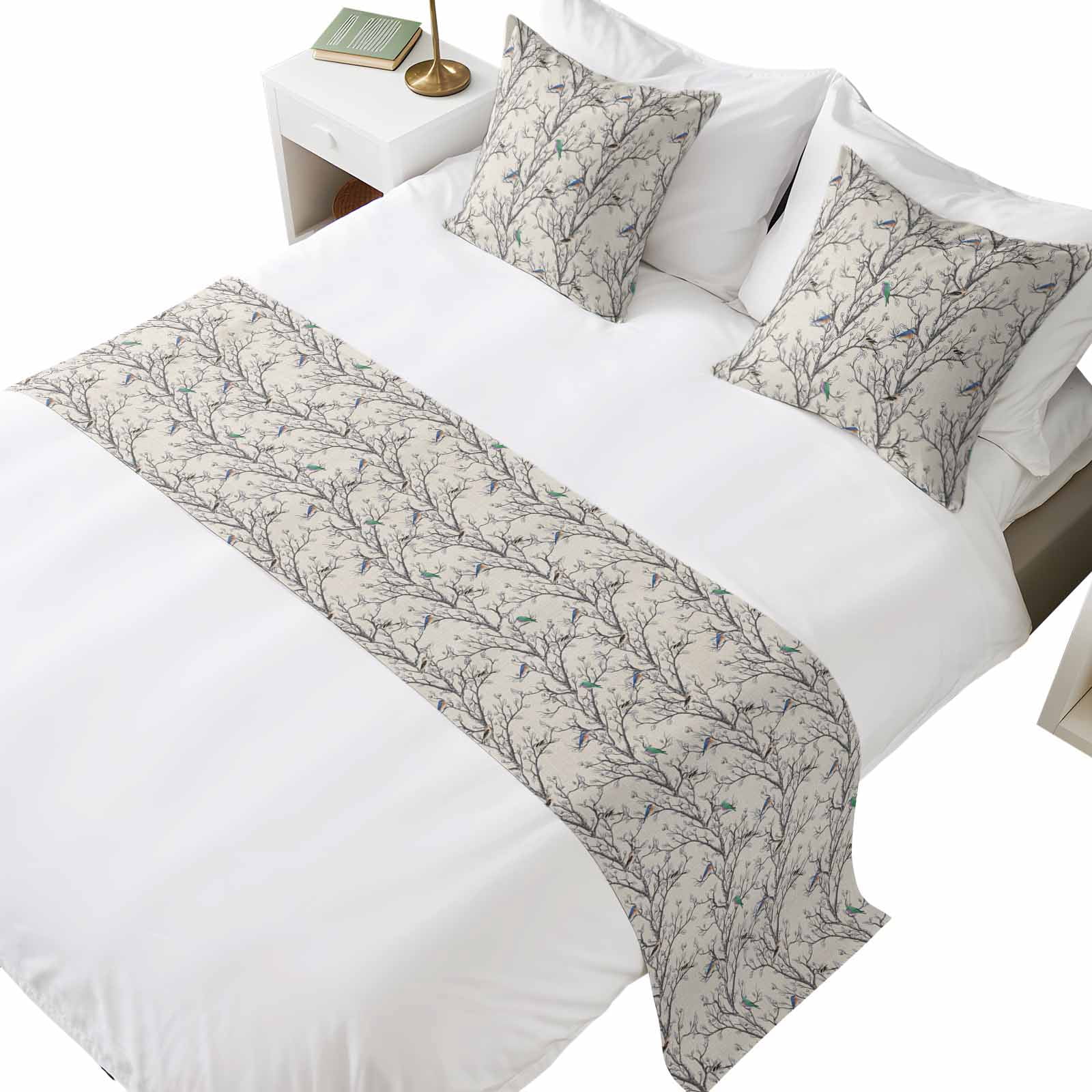 Bed Runner for King Size Bed, Natural Trees Decorative Beds Runners and ...