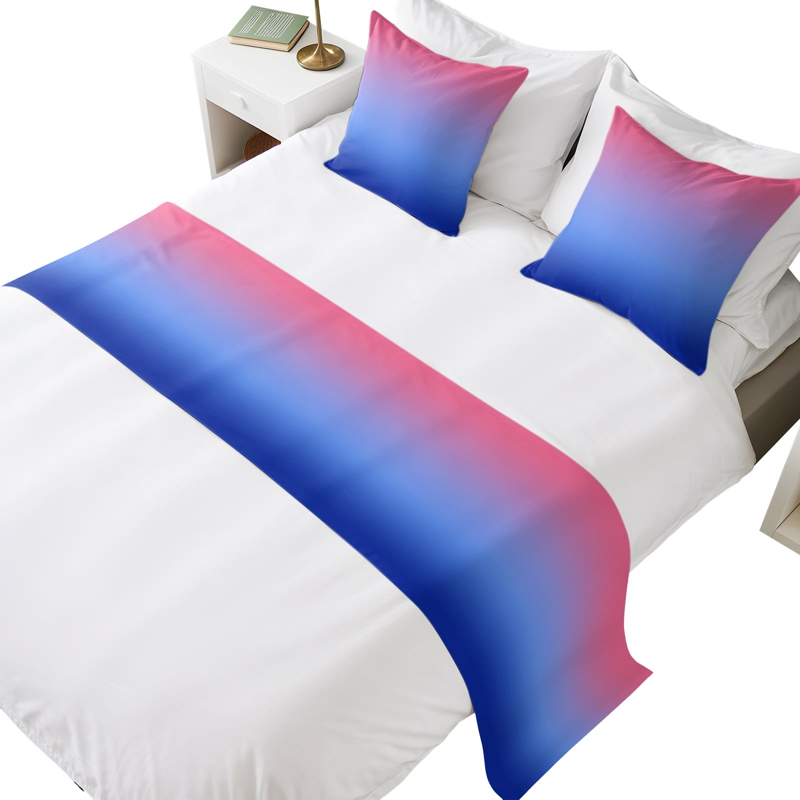 Bed Runner for King Size Bed, Pink Blue Ombre 3 Pcs Bedding Runner Set ...