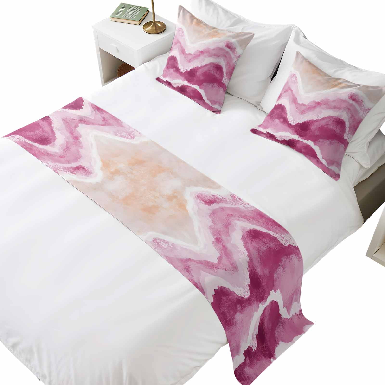Bed Runner for King Size Bed, Pink Coastal Beach Decorative Beds ...