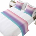 Bed Runner for King Size Bed, Pink Purple Teal Ombre Cream 3 Pcs ...