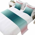 Bed Runner for King Size Bed, Pink Turquoise Ombre 3 Pcs Bedding Runner ...