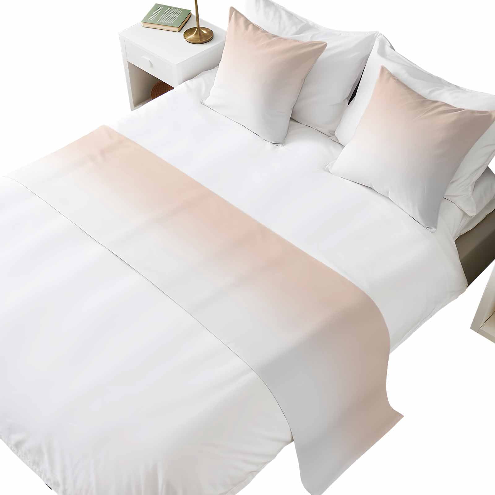 Bed Runner for King Size Bed, Pink White Ombre 3 Pcs Bedding Runner Set ...
