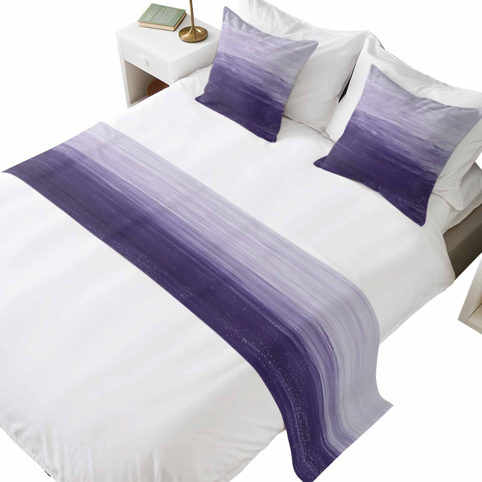 Bed Runner for King Size Bed, Purple Ombre Decorative Beds Runners and ...