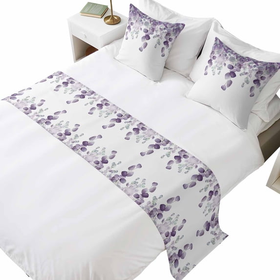 Bed Runner for King Size Bed, Purple Teal Botanical 3 Pcs Bedding ...
