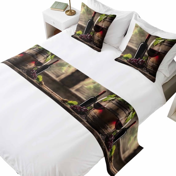 Bed Runner for King Size Bed, Purple Wine 3 Pcs Bedding Runner Set - 1 ...