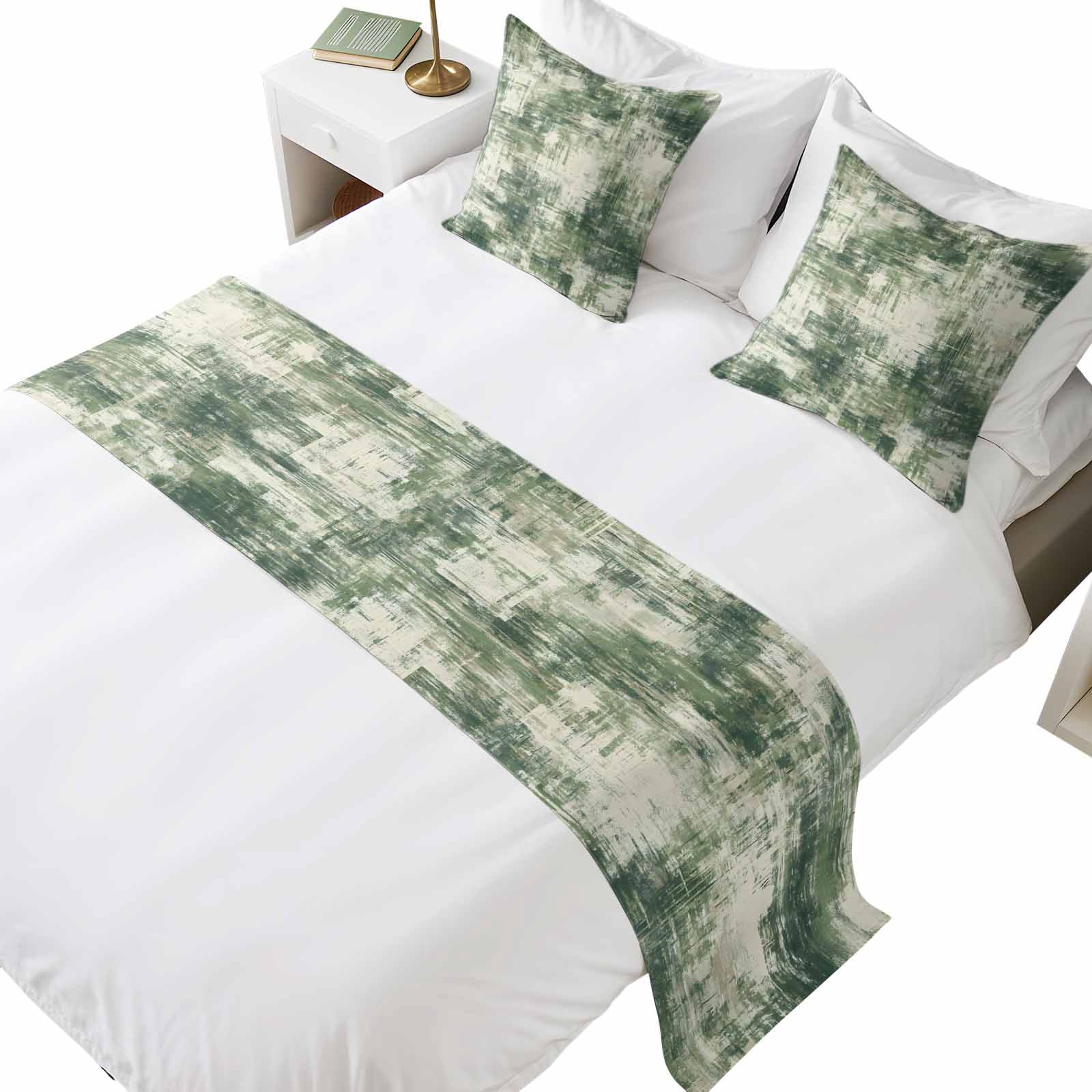 Bed Runner for King Size Bed, Sage Green Ombre Decorative Beds Runners ...