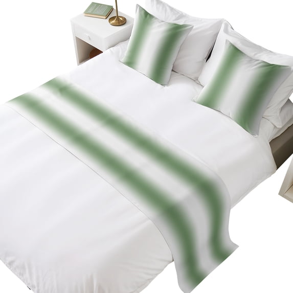 Bed Runner for King Size Bed, Sage Green White Ombre 3 Pcs Bedding ...