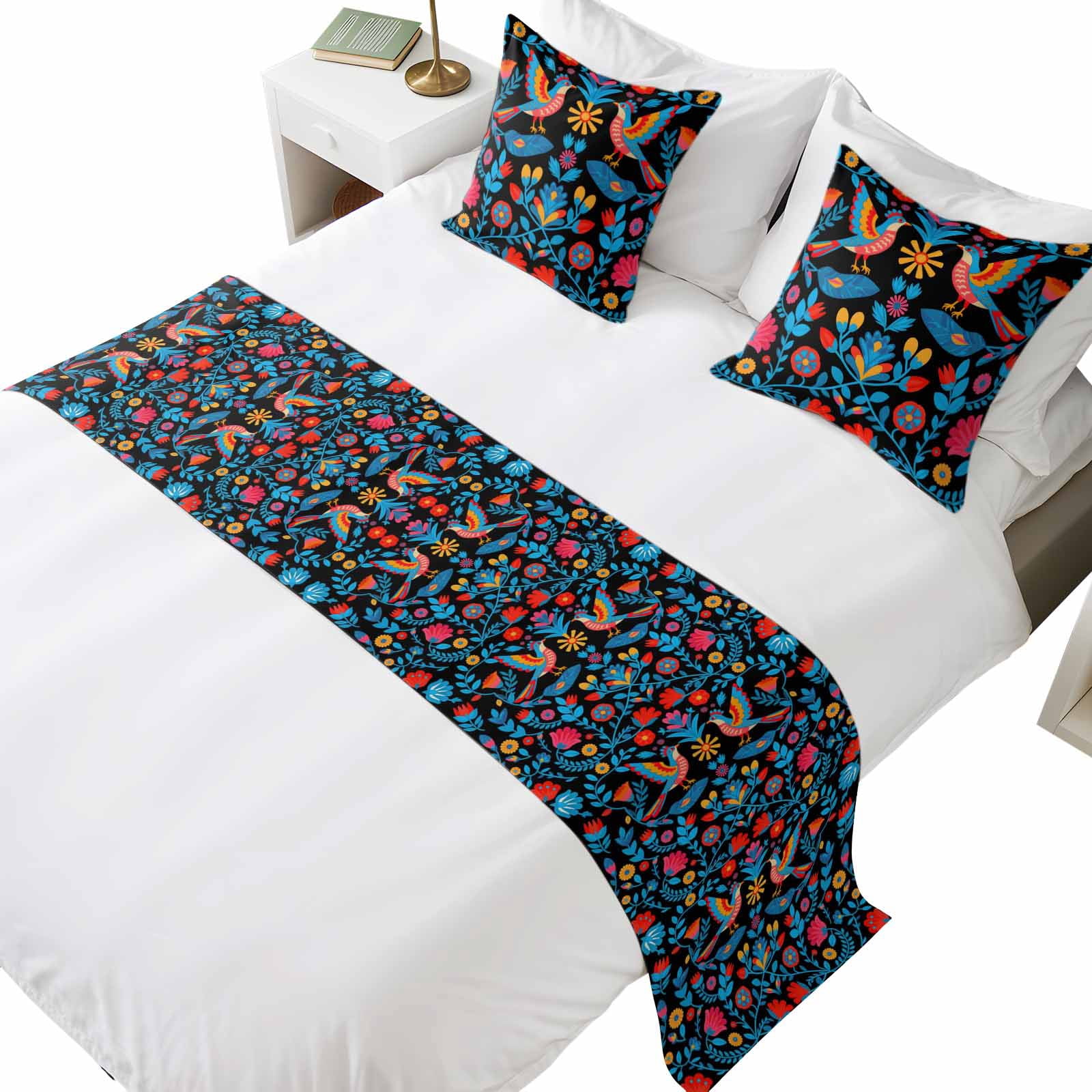 Bed Runner for King Size Bed, Spring Floral 3 Pcs Bedding Runner Set ...