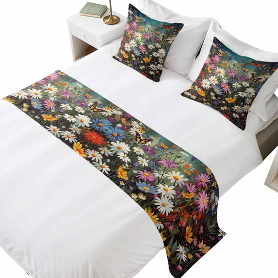 Bed Runner for King Size Bed, Spring Floral 3 Pcs Bedding Runner Set ...