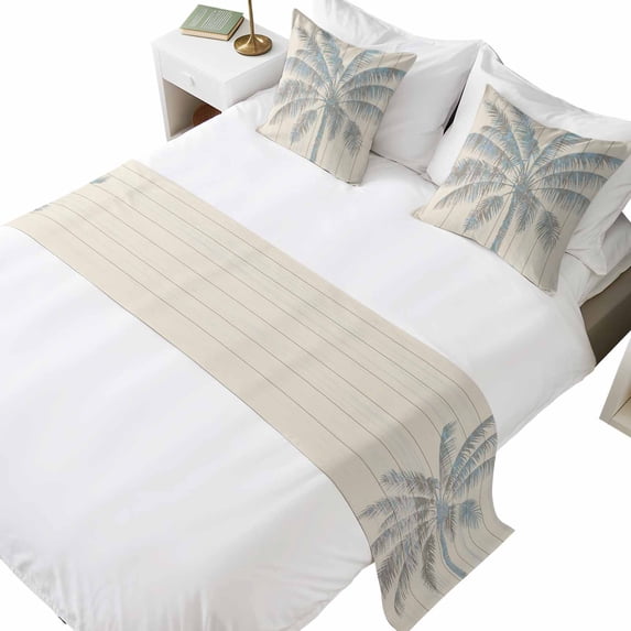 Bed Runner for King Size Bed, Summer Palm Trees 3 Pcs Bedding Runner ...