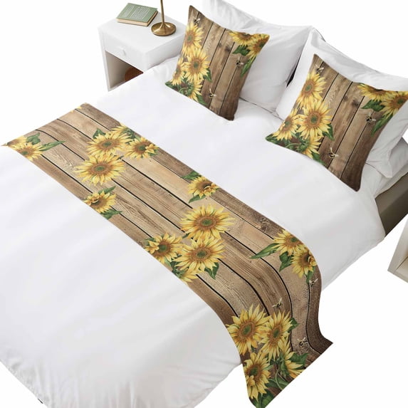 Bed Runner for King Size Bed, Sunflower 3 Pcs Bedding Runner Set - 1 ...