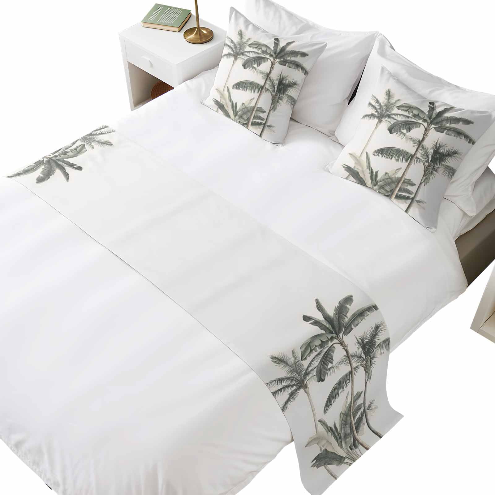 Bed Runner for King Size Bed, Tropical Palm Tree 3 Pcs Bedding Runner ...