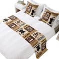 Bed Runner for King Size Bed, Vintage Coffee 3 Pcs Bedding Runner Set ...