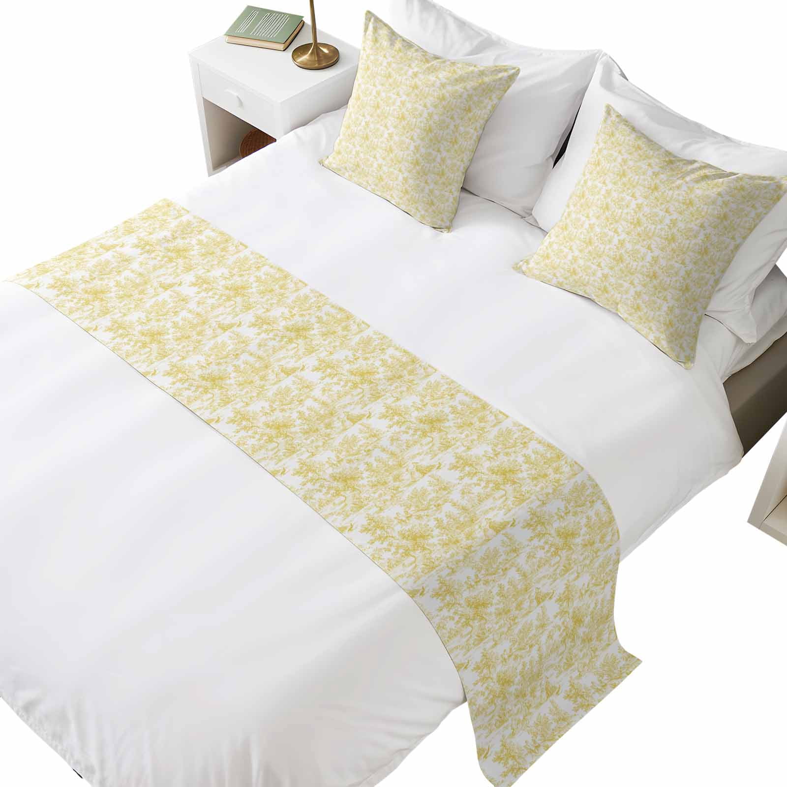 Bed Runner for King Size Bed, Yellow Tree Leaf Decorative Beds Runners ...