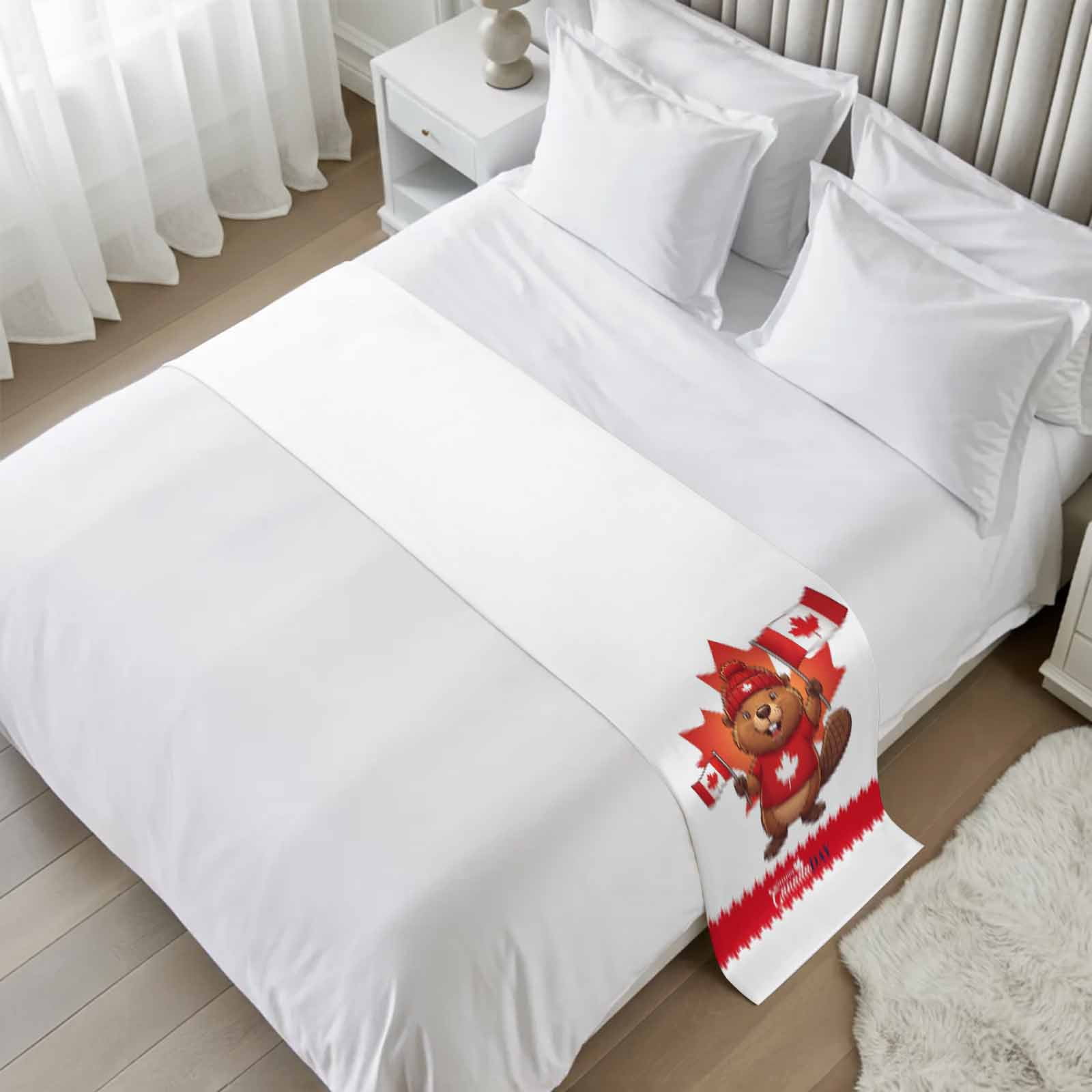 Bed Runner for King Size, Canada Beavers Decorative Scarf Throws for ...