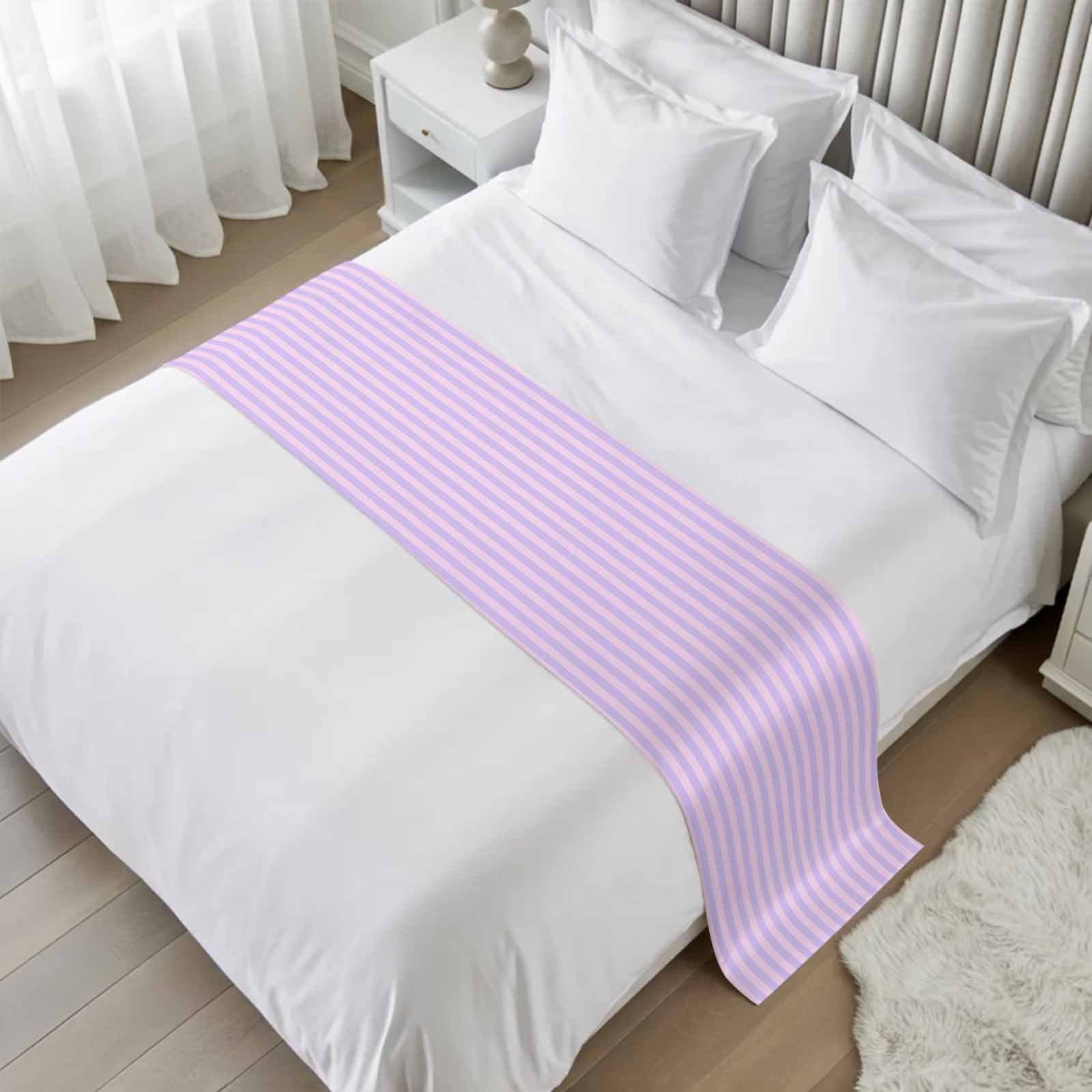 Bed Runner Lavender Purple Pink Stripes Bedding Scarves Soft Decorative ...