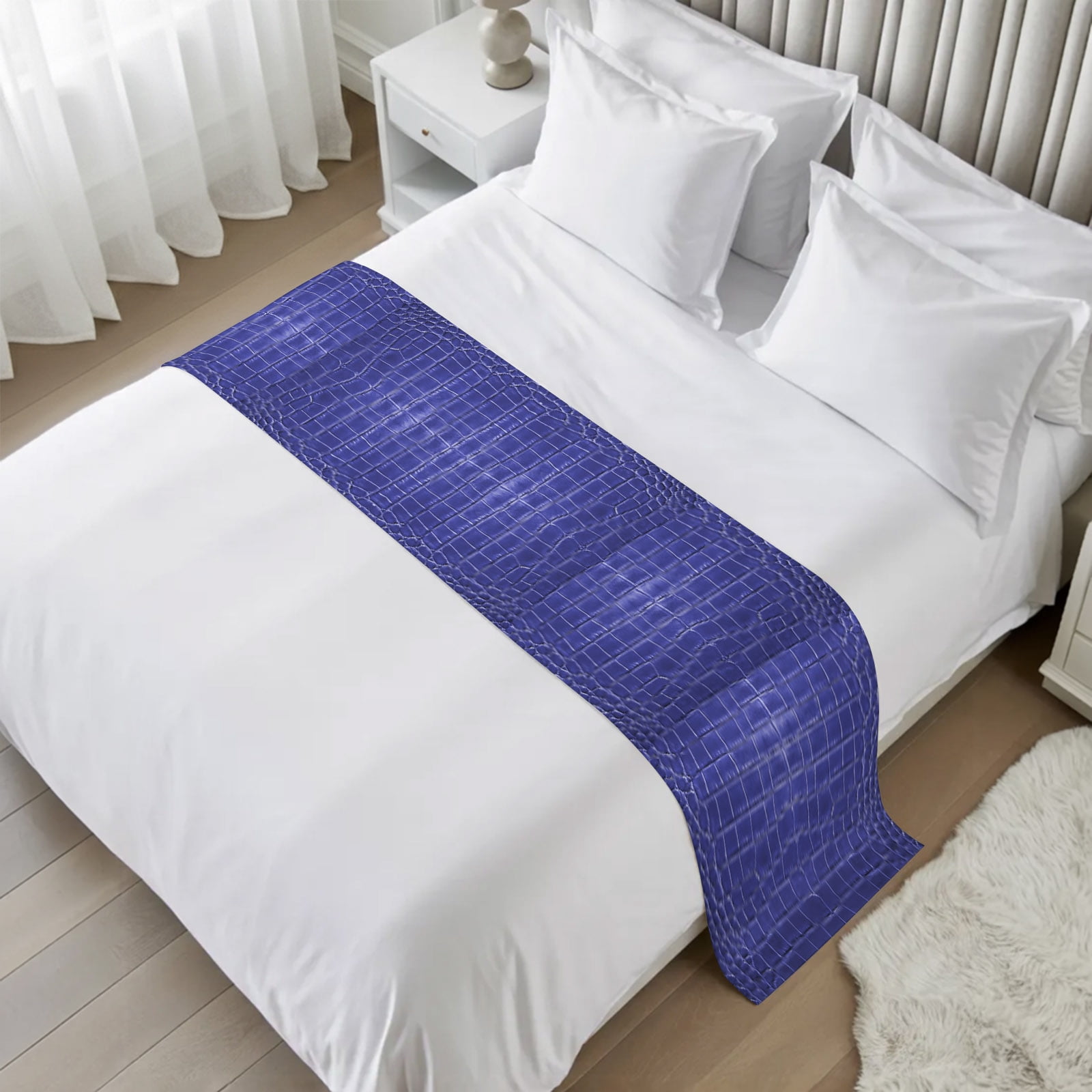 Bed Runner Leather Texture Bedding Scarves Soft Decorative Bed Flag ...