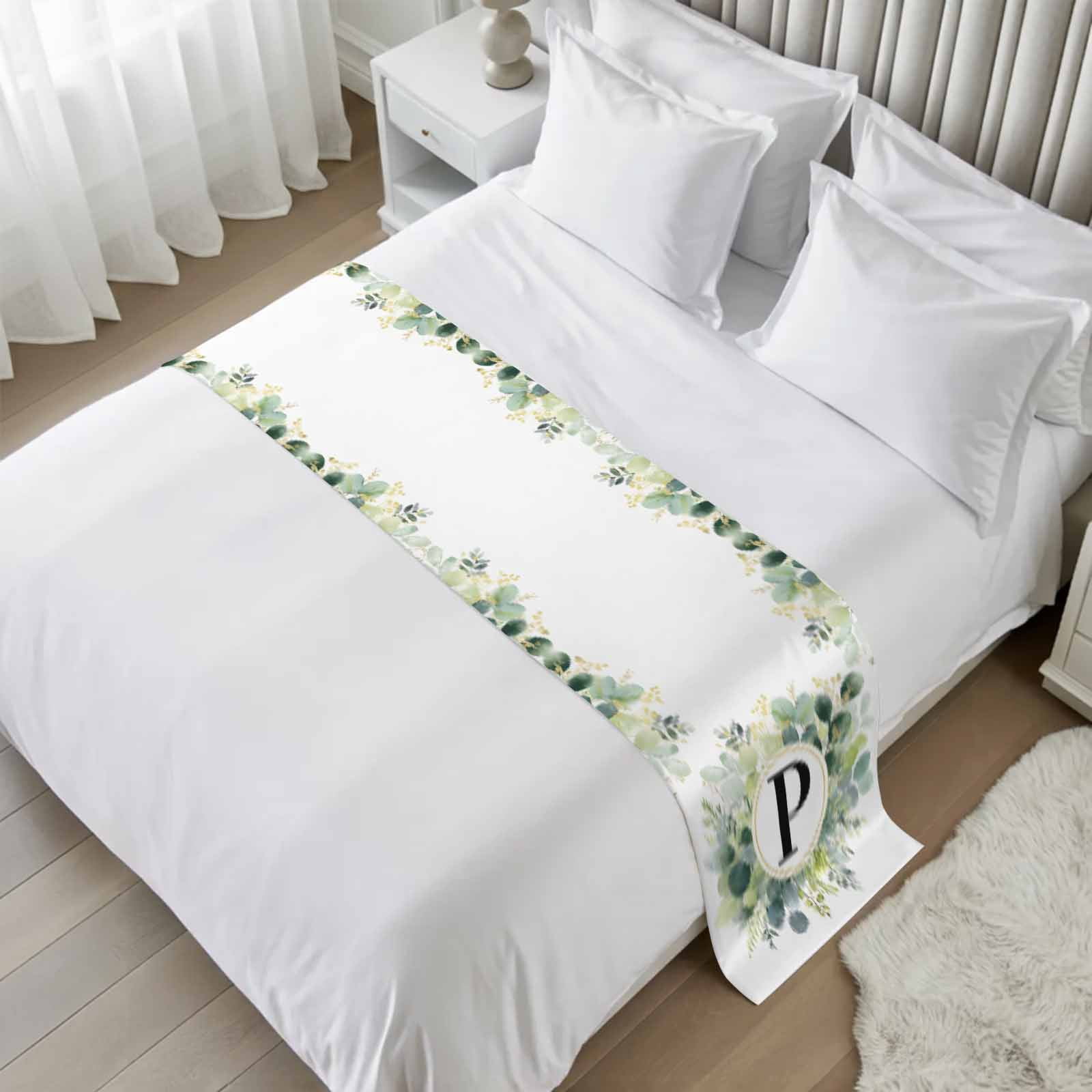 Bed Runner Letter P Bedding Scarves Soft Decorative Bed Flag Alphabet ...