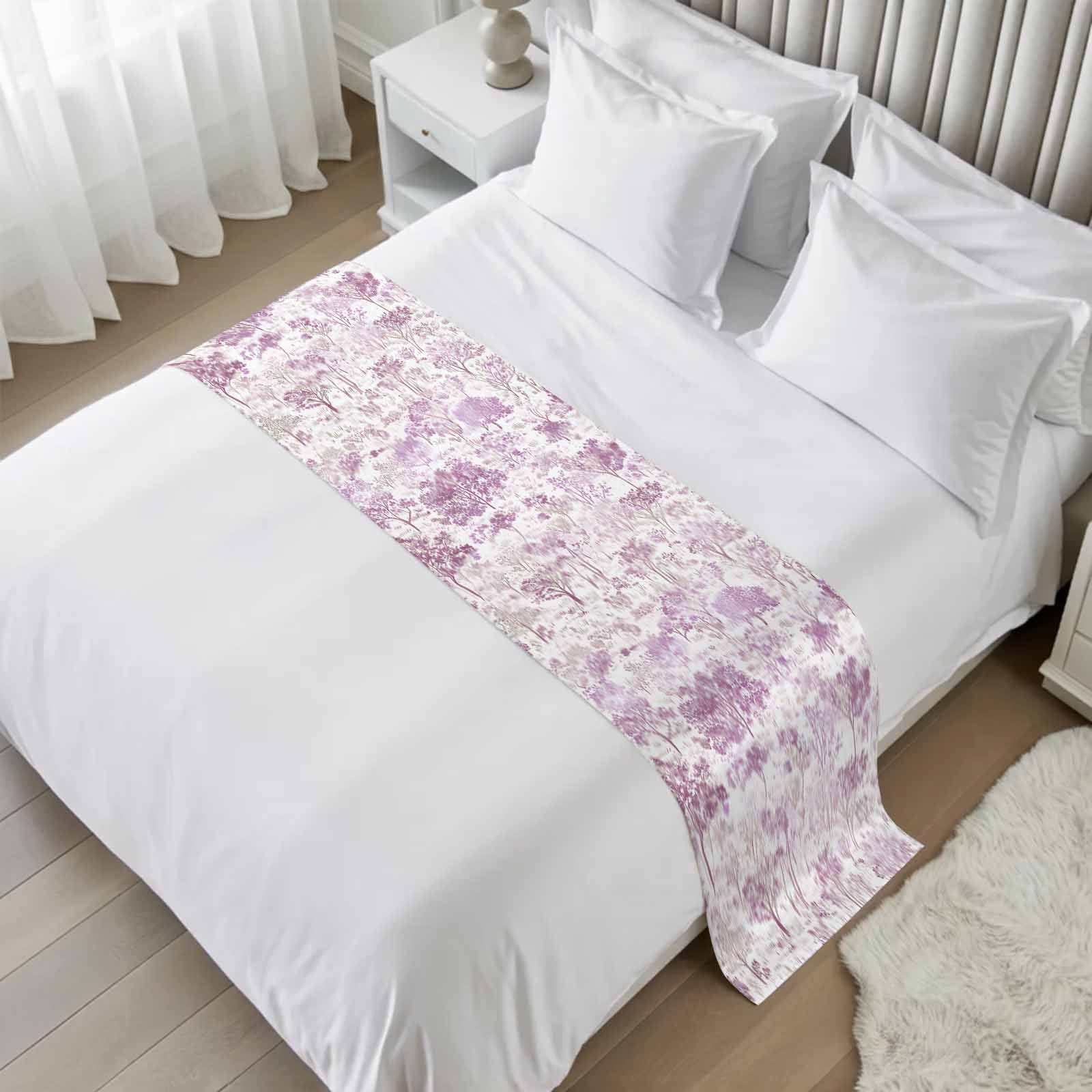 Bed Runner Maple Tree Pine Bedding Scarves Soft Decorative Bed Flag ...