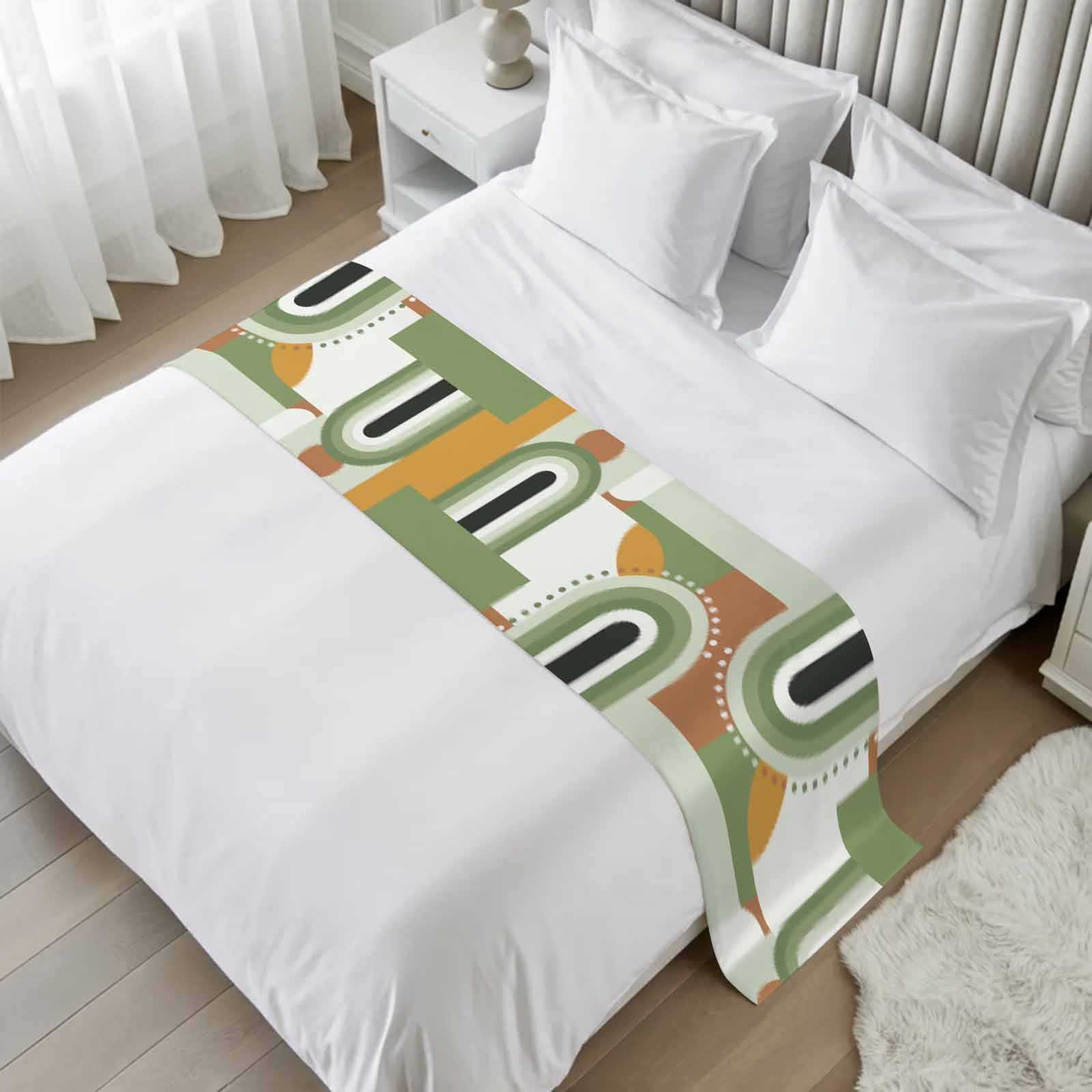 Bed Runner Modern Geometric Bedding Scarves Soft Decorative Bed Flag ...