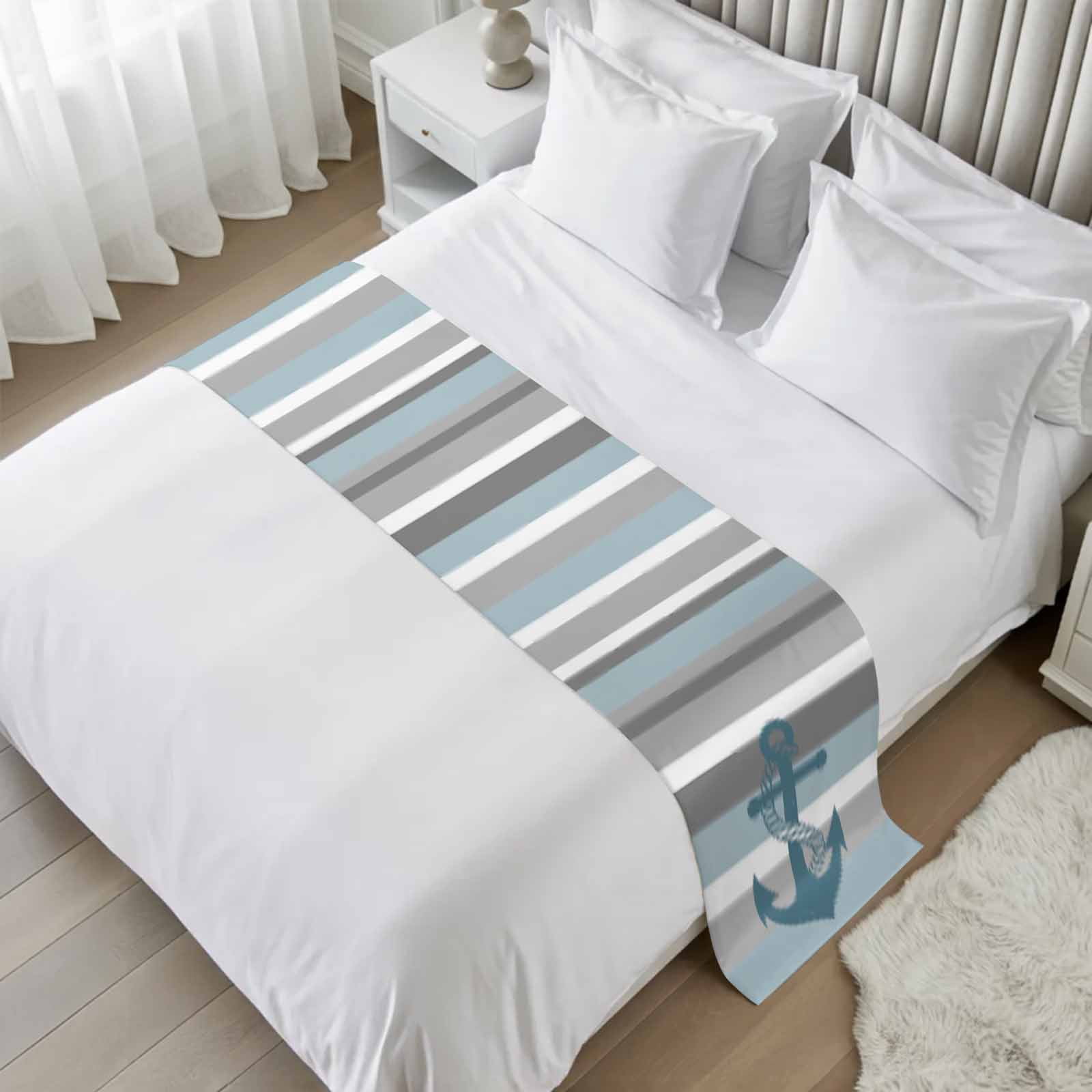 Bed Runner Nautical Anchor Bedding Scarves Soft Decorative Bed Flag ...