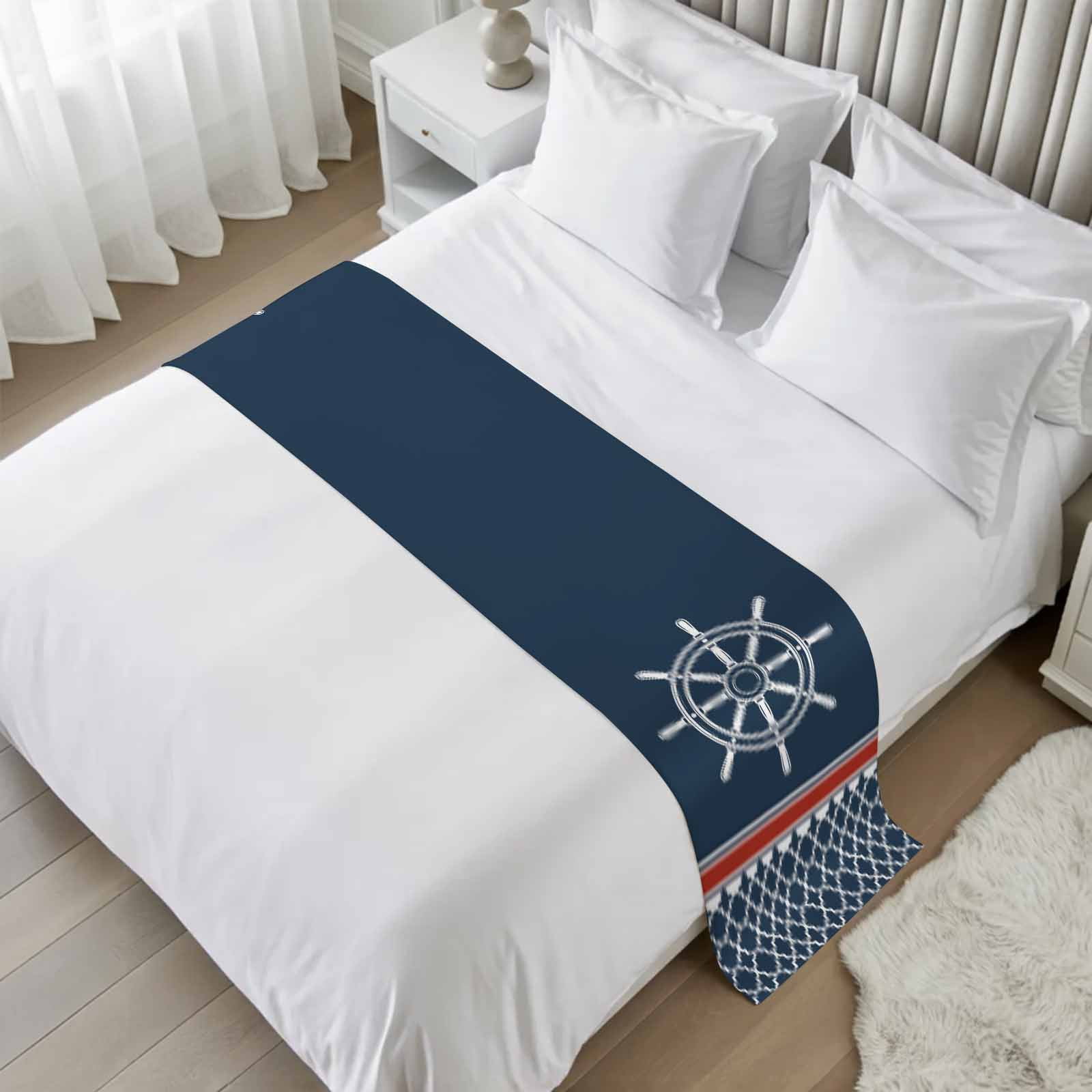 Bed Runner Navigation Bedding Scarves Soft Decorative Bed Flag Red Navy ...