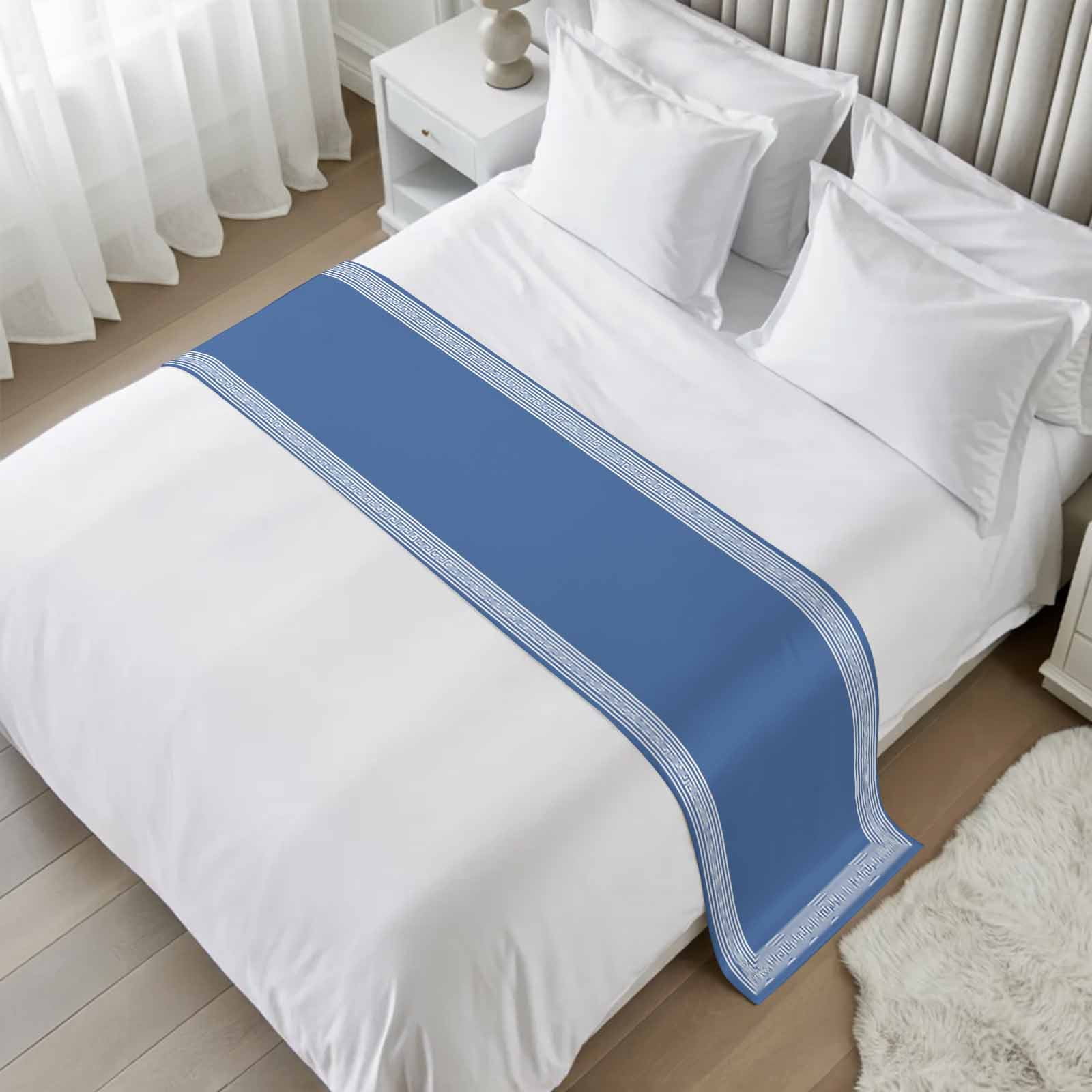 Bed Runner Navy Blue Key Design Bedding Scarves Soft Decorative Bed ...
