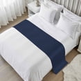 Bed Runner Navy Blue Leather Texture Bedding Scarves Soft Decorative ...