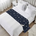 Bed Runner Navy Blue Starry Night Bedding Scarves Soft Decorative Bed ...