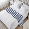 Bed Runner Navy Blue Striped Bedding Scarves Soft Decorative Bed Flag ...