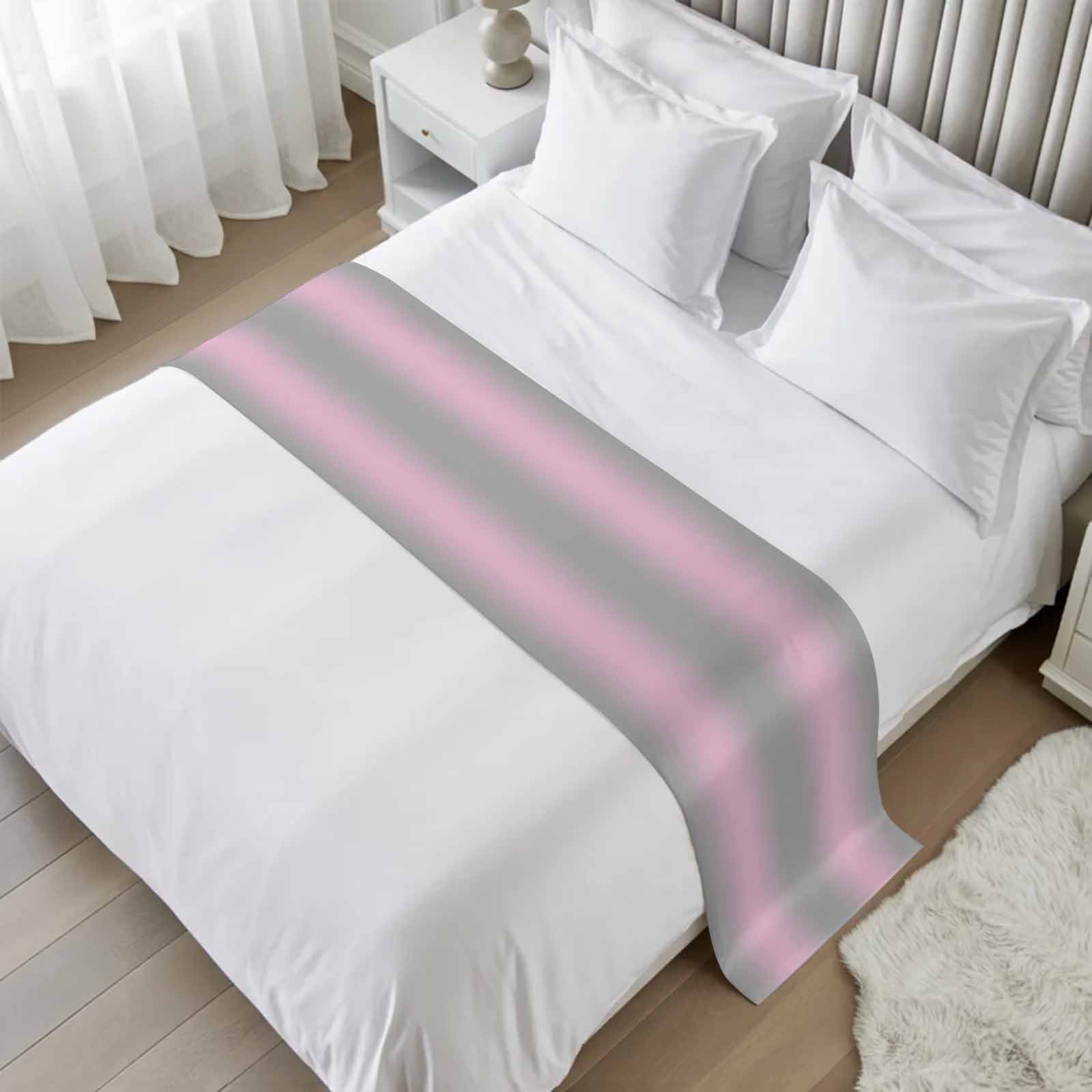 Bed Runner Ombre Grey Pink Bedding Scarves Soft Decorative Bed Flag ...