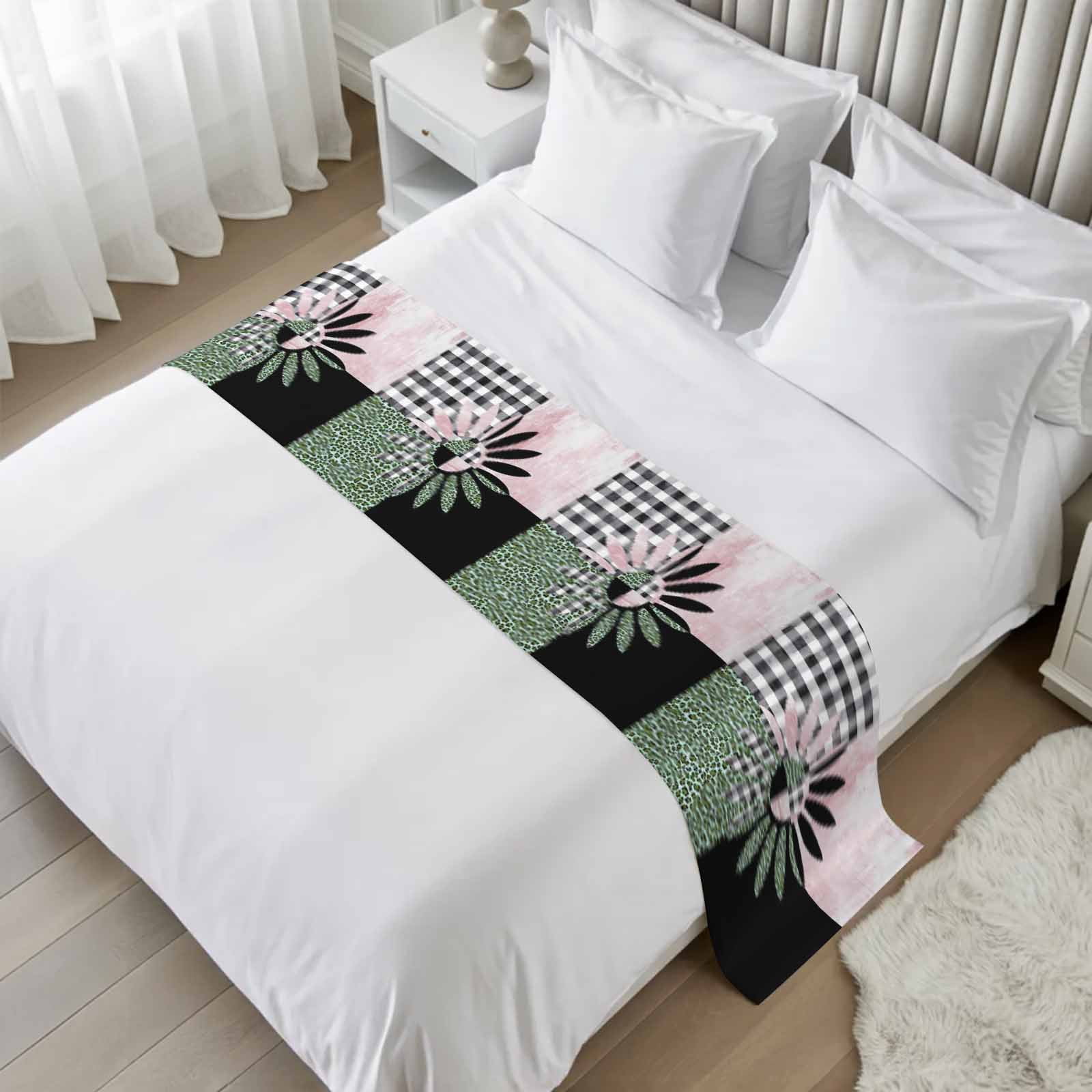 Bed Runner Ombre Pink Daisy Bedding Scarves Soft Decorative Bed Flag ...