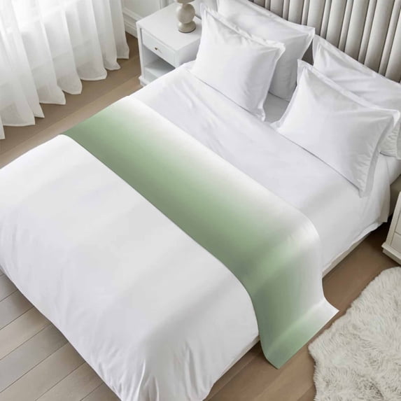 Bed Runner Ombre Sage Green Bedding Scarves Soft Decorative Bed Flag ...